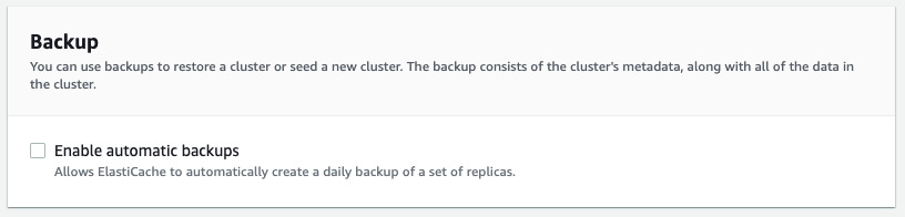 ElastiCache Configuration :: Start Full Stack Game with GameLift